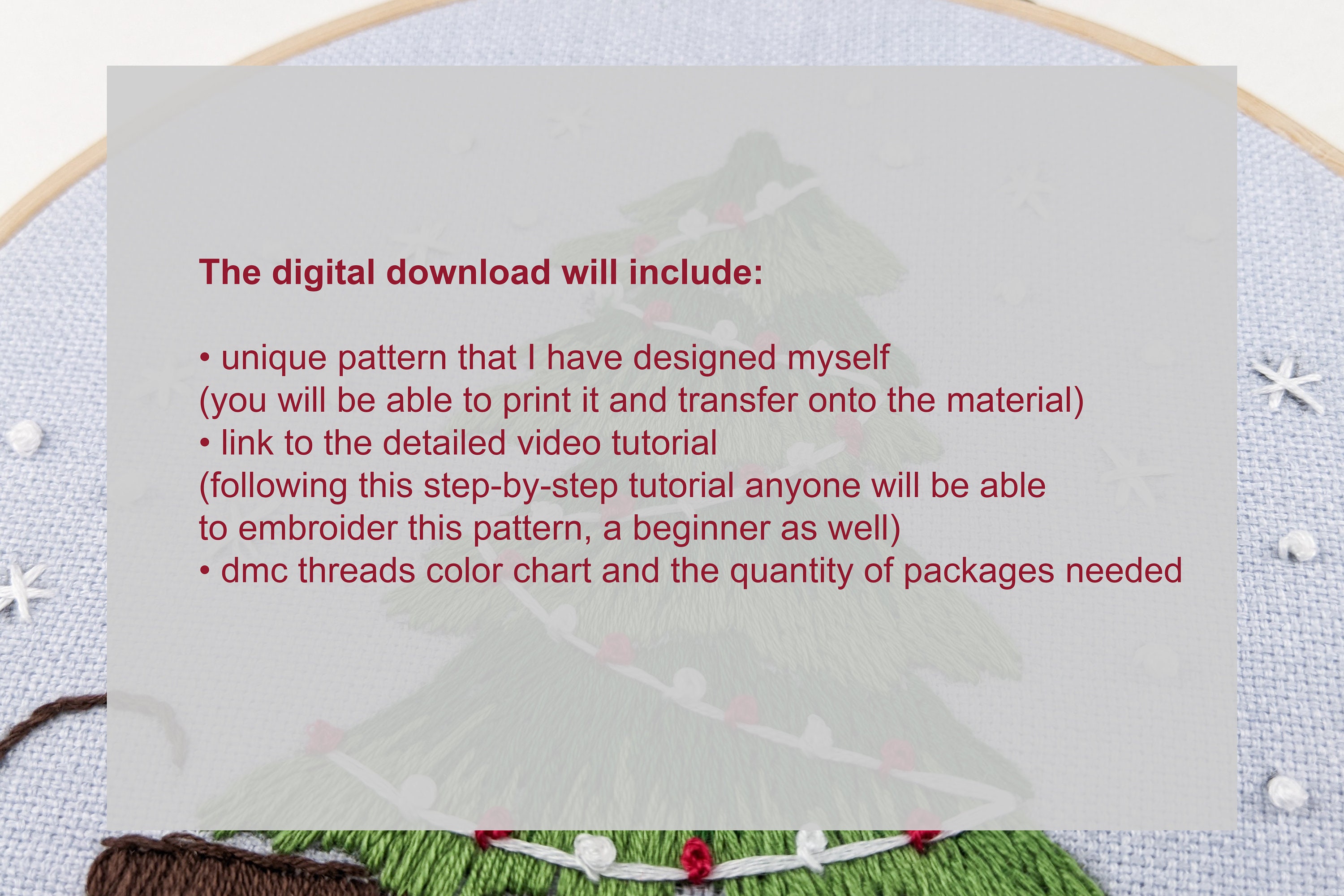 Christmas Tree Embroidery Pattern Video Tutorial Pine Tree - Etsy