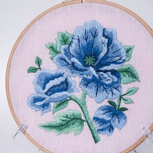 Blue Roses Embroidery Pattern + Video Tutorial, Floral Embroidery Pdf ...