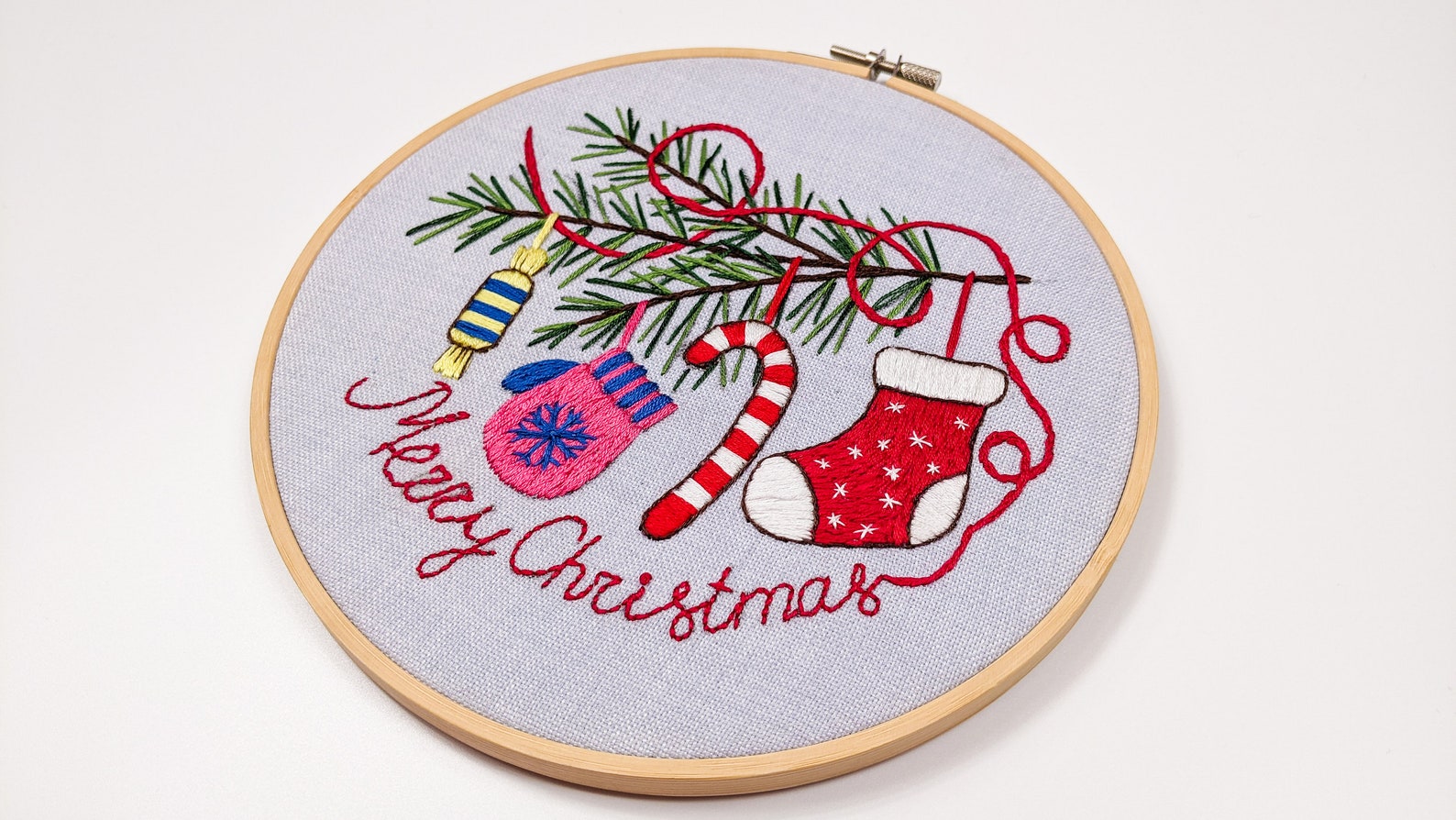 Christmas Tree Branch Embroidery Pattern Video Tutorial - Etsy