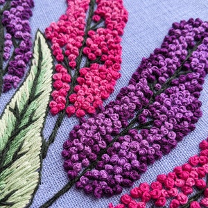 Lilac Bouquet Embroidery Pattern + Video Tutorial, Floral Embroidery ...