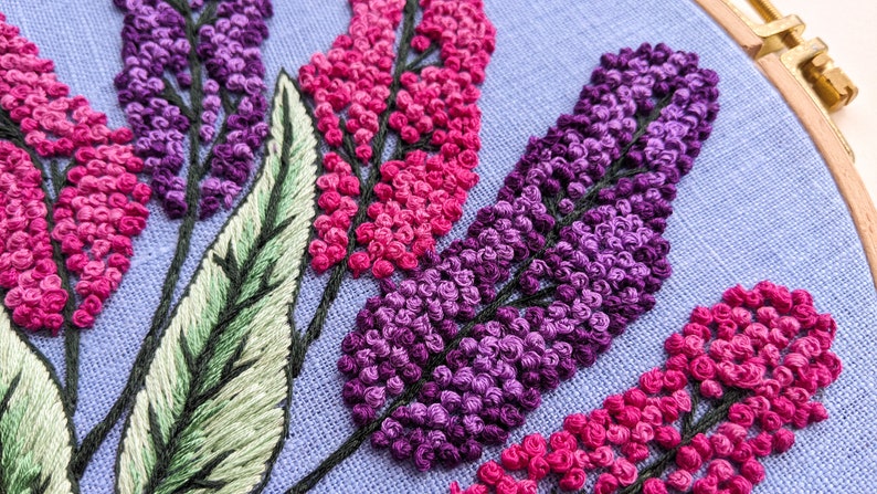 Lilac Bouquet Embroidery Pattern + Video Tutorial, Floral Embroidery ...