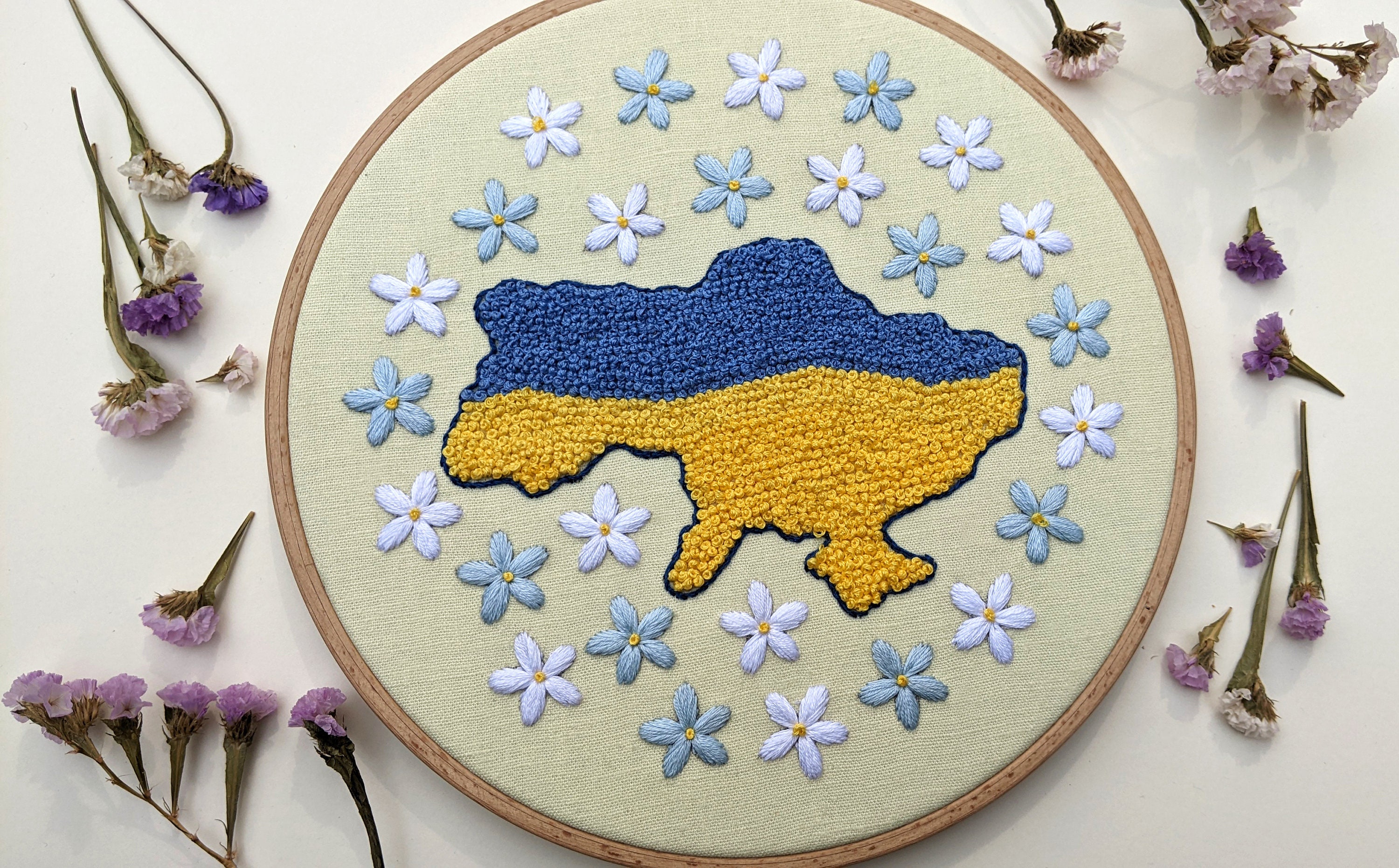 Floral Ukraine Map Embroidery Pattern + Video Tutorial, Digital ...