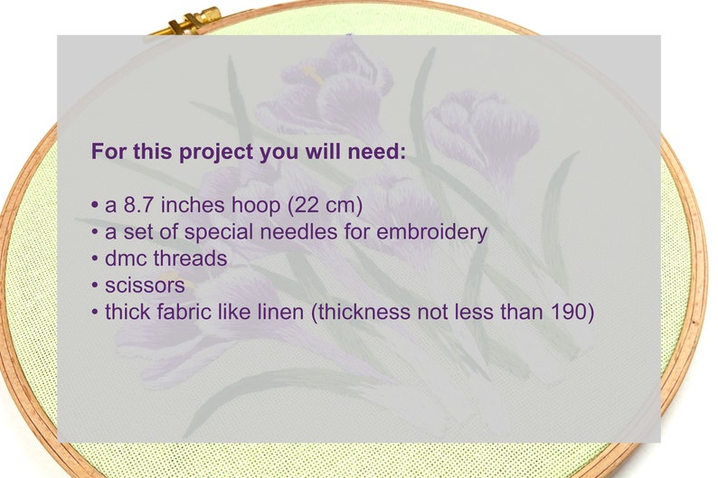Violet Crocus Embroidery Pattern + Video Tutorial, Flower Embroidery ...