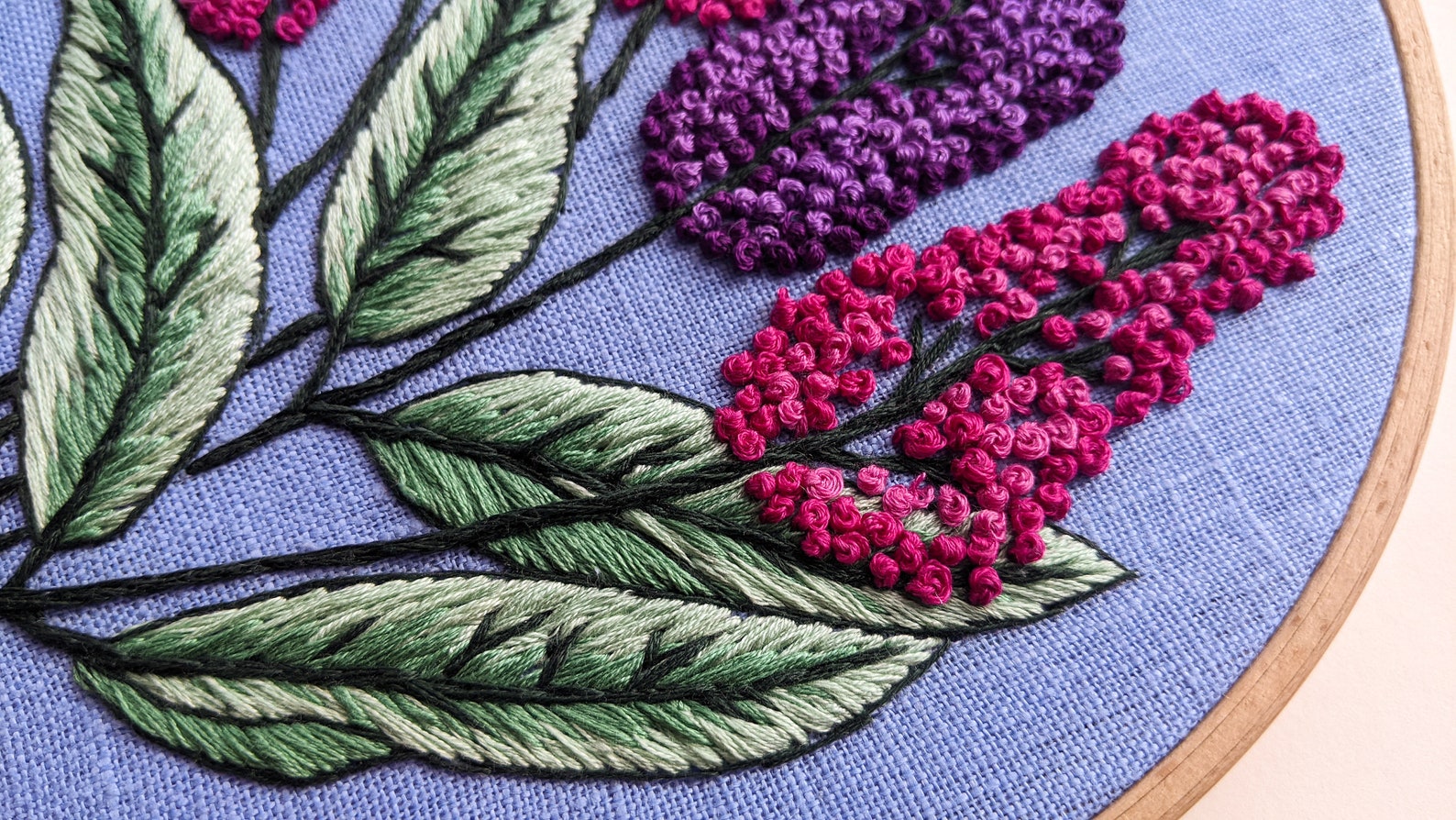 Lilac Bouquet Embroidery Pattern + Video Tutorial, Floral Embroidery ...