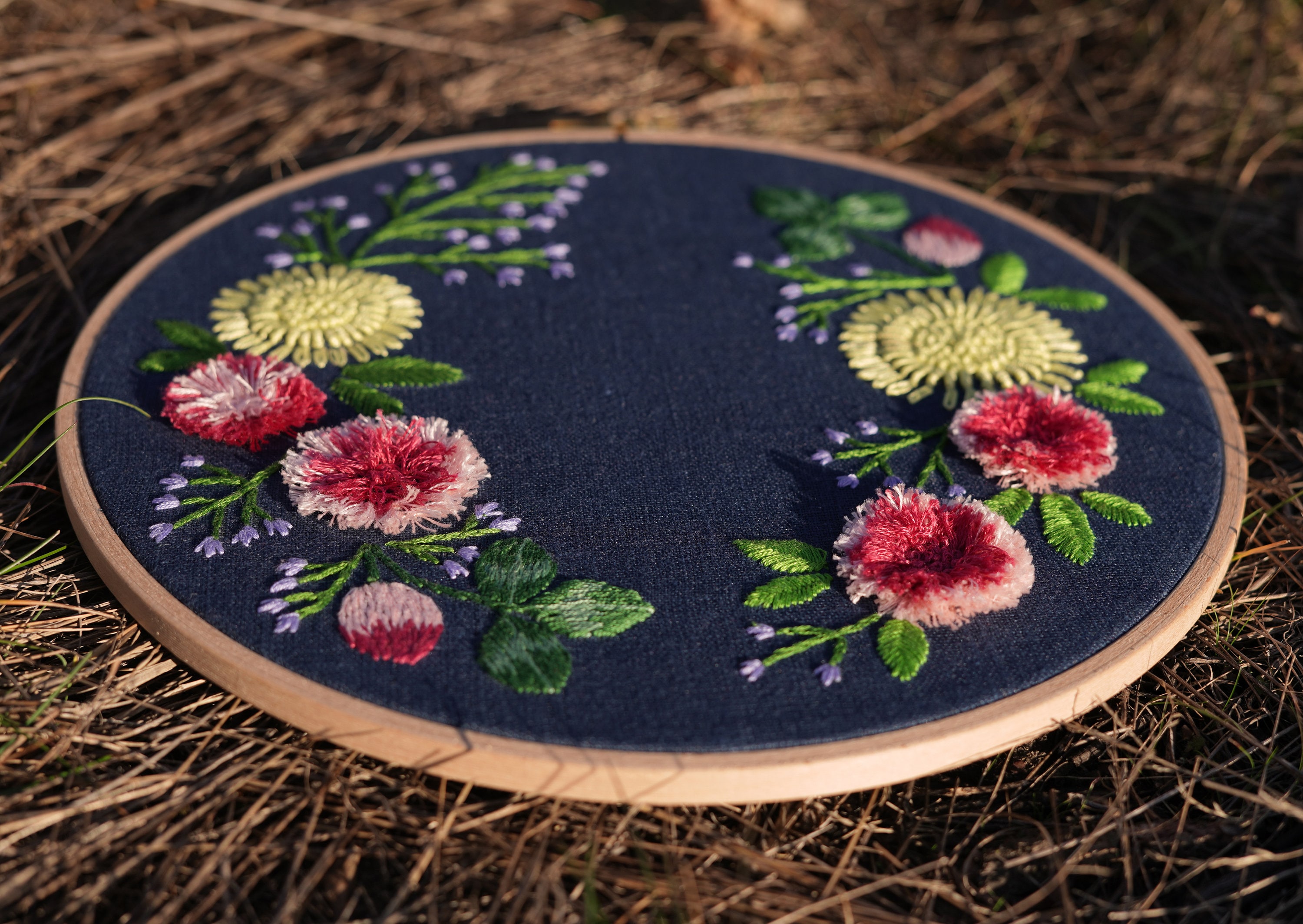 Blooming Flower Wreath Embroidery Pattern Video Tutorial - Etsy