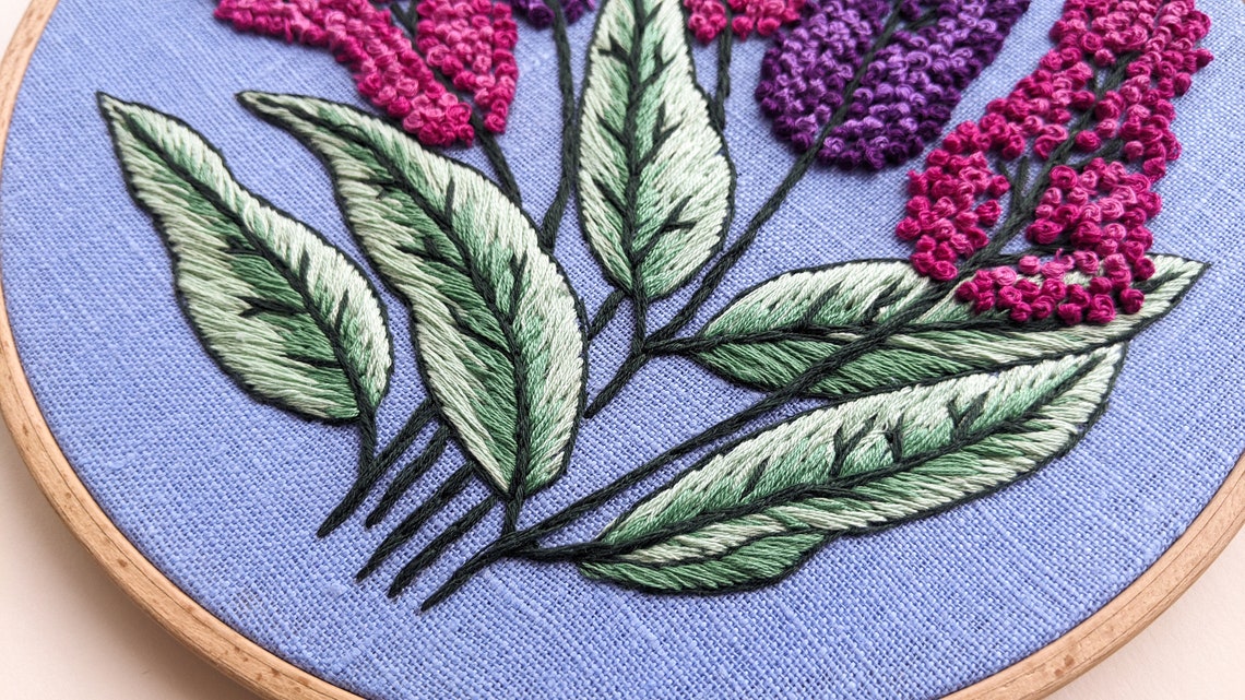 Lilac Bouquet Embroidery Pattern Video Tutorial Floral - Etsy