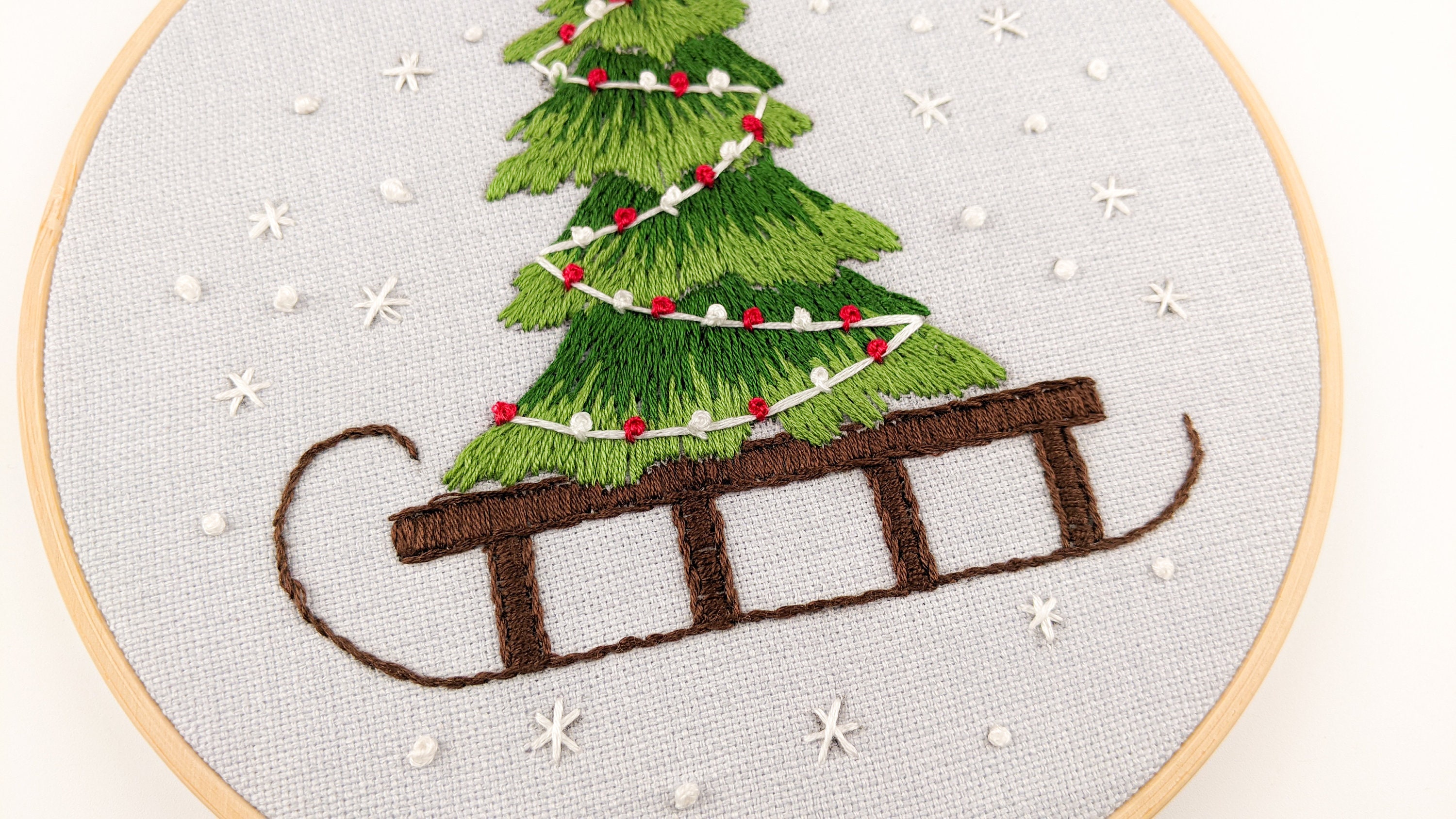 Christmas Tree Embroidery Pattern Video Tutorial Pine Tree - Etsy