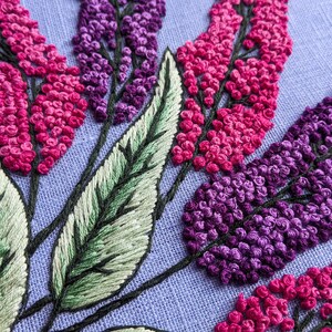 Lilac Bouquet Embroidery Pattern + Video Tutorial, Floral Embroidery ...
