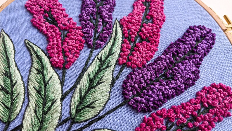 Lilac Bouquet Embroidery Pattern + Video Tutorial, Floral Embroidery ...