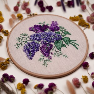 Lilac Embroidery Pattern Video Tutorial Flower Embroidery - Etsy