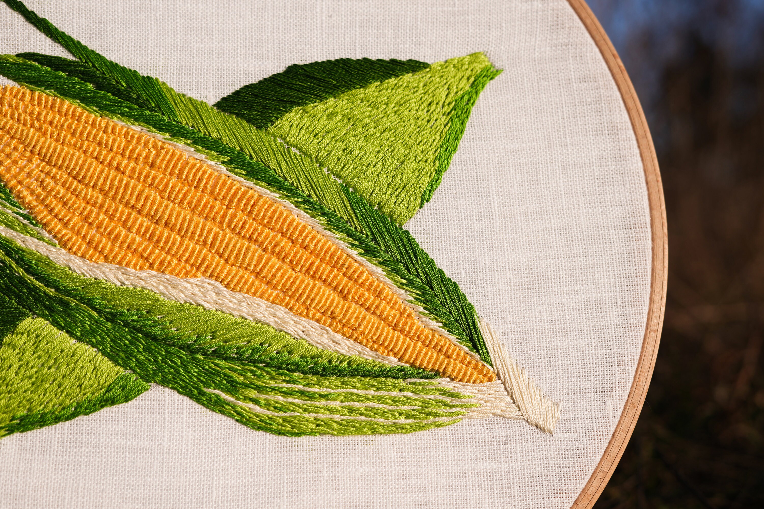 Corn Embroidery Pattern Video Tutorial Vegetable Embroidery | Etsy