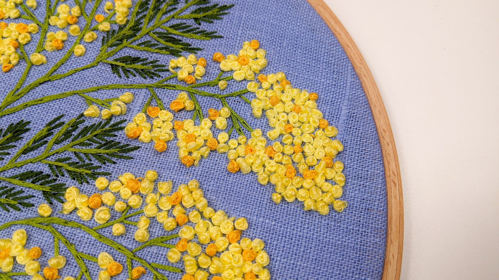 Mimosa Embroidery PDF Pattern + Video Tutorial, Bright Yellow Mimosa ...