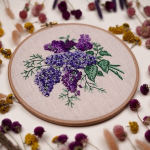 Lilac Embroidery Pattern + Video Tutorial, Flower Embroidery Pdf ...