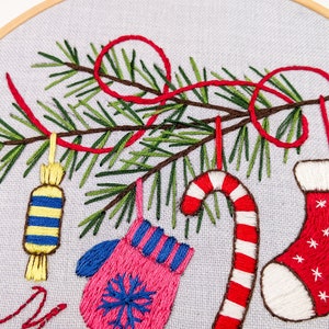 Christmas Tree Branch Embroidery Pattern + Video Tutorial, Merry ...