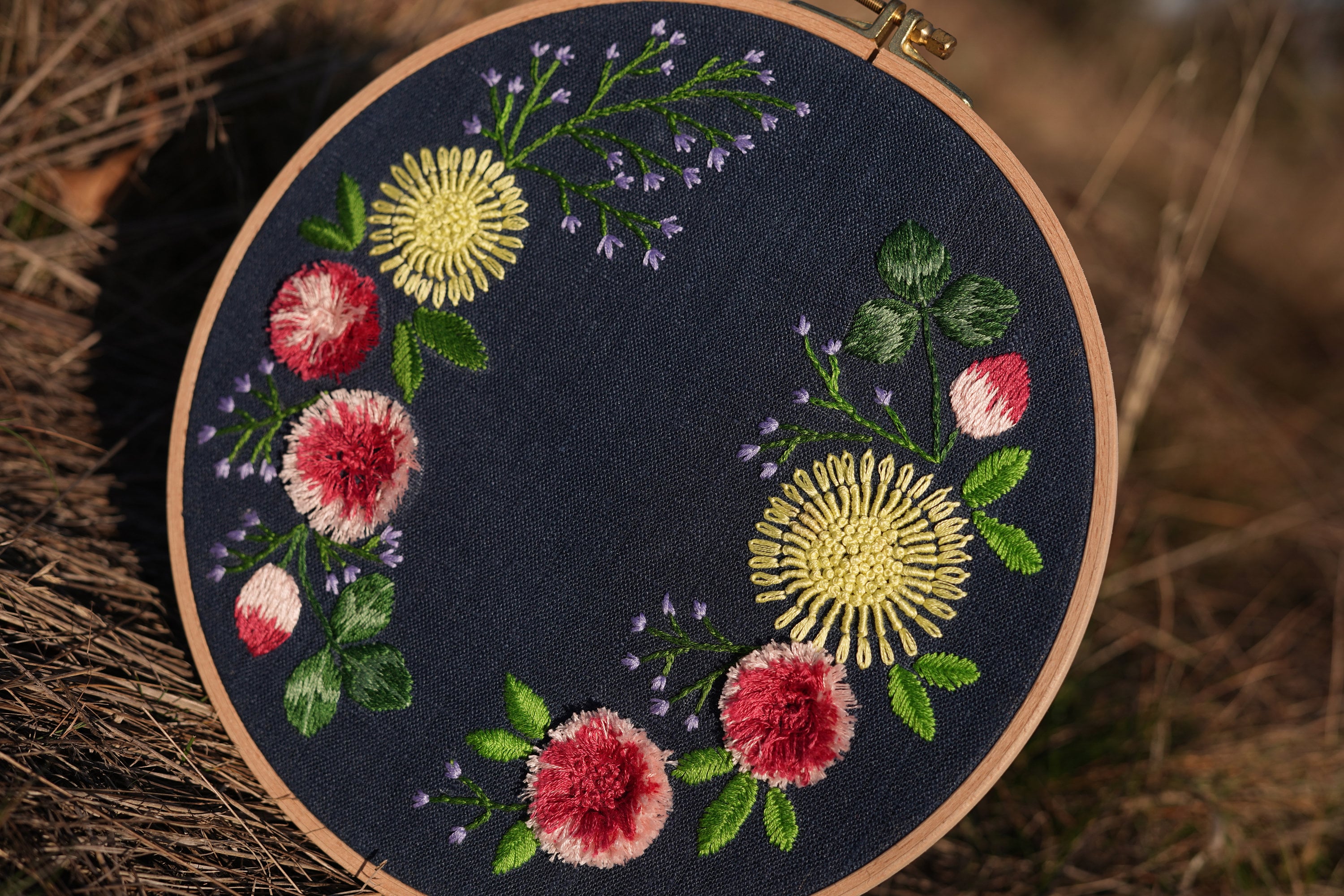 Blooming Flower Wreath Embroidery Pattern Video Tutorial - Etsy