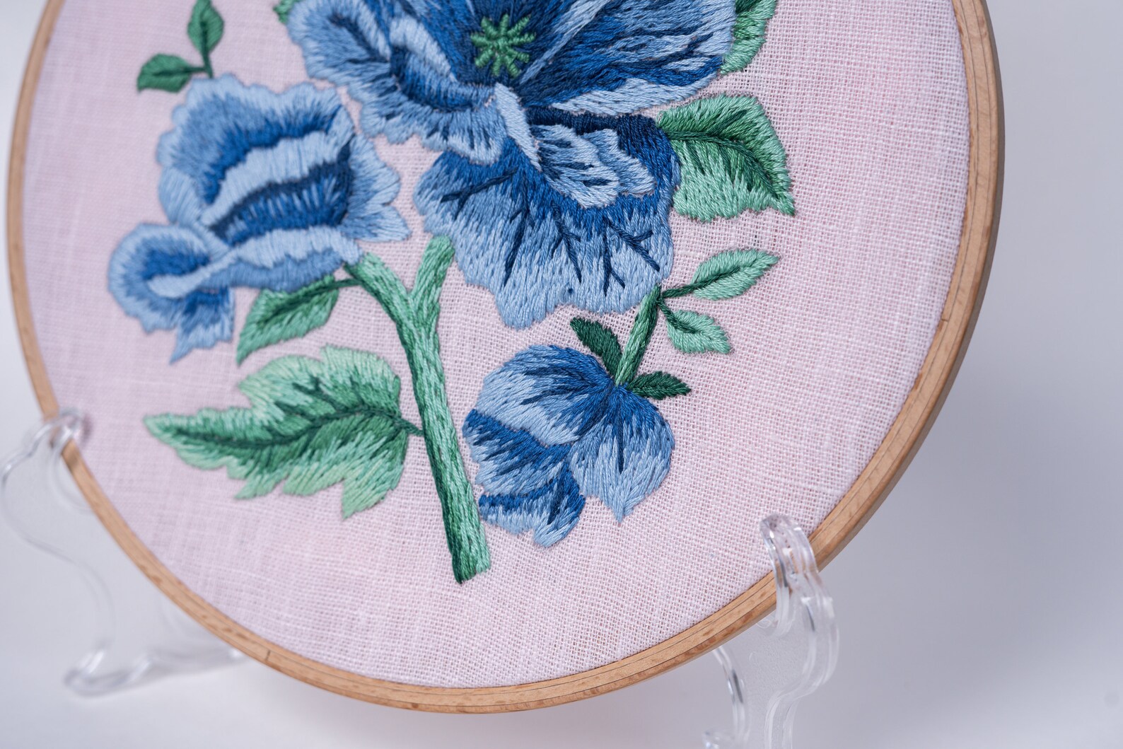 Blue Roses Embroidery Pattern Video Tutorial Floral - Etsy
