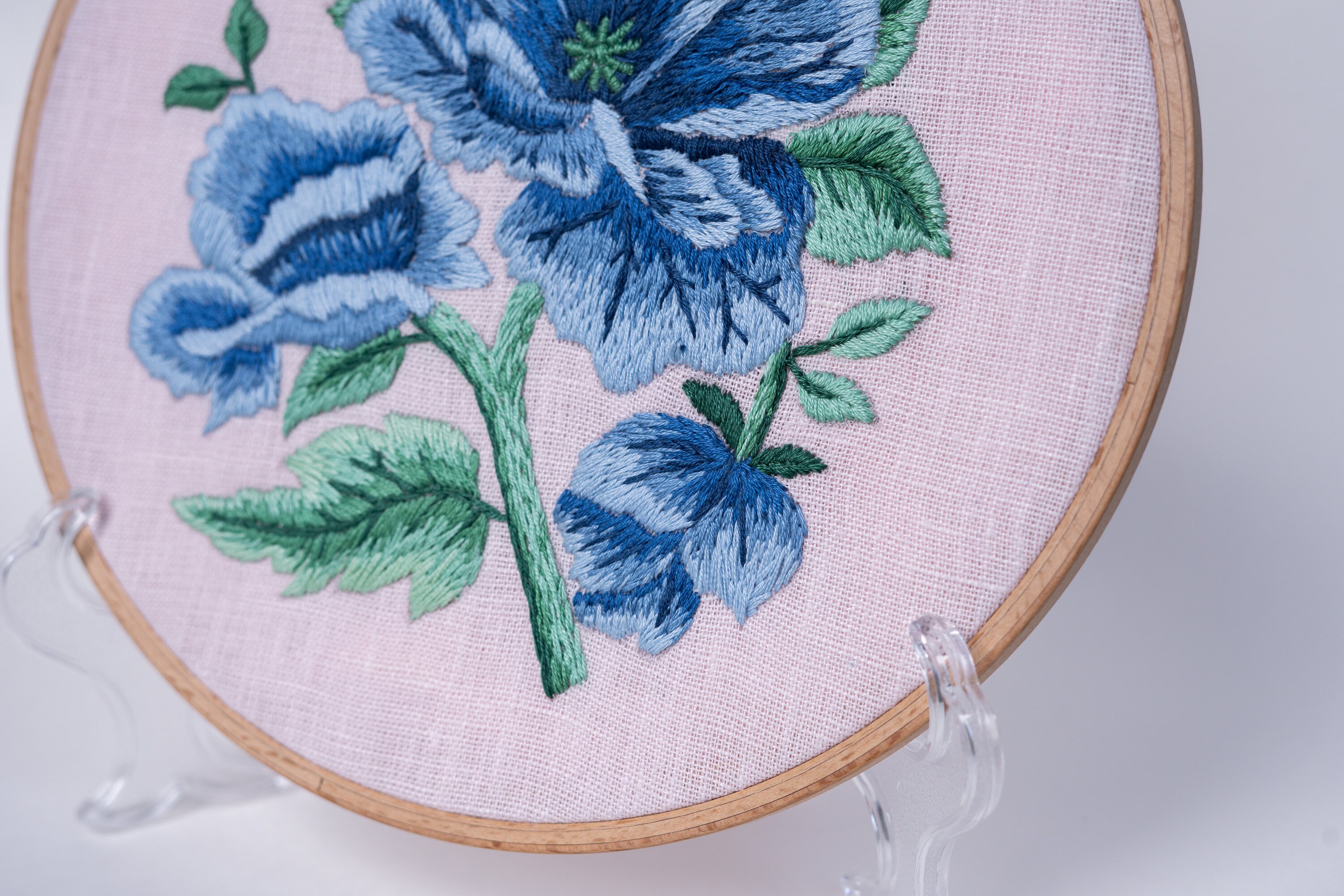 Blue Roses Embroidery Pattern Video Tutorial Floral - Etsy