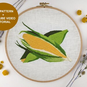 Corn Embroidery Pattern Video Tutorial Corn Plant - Etsy