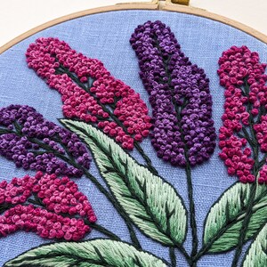 Lilac Bouquet Embroidery Pattern + Video Tutorial, Floral Embroidery ...