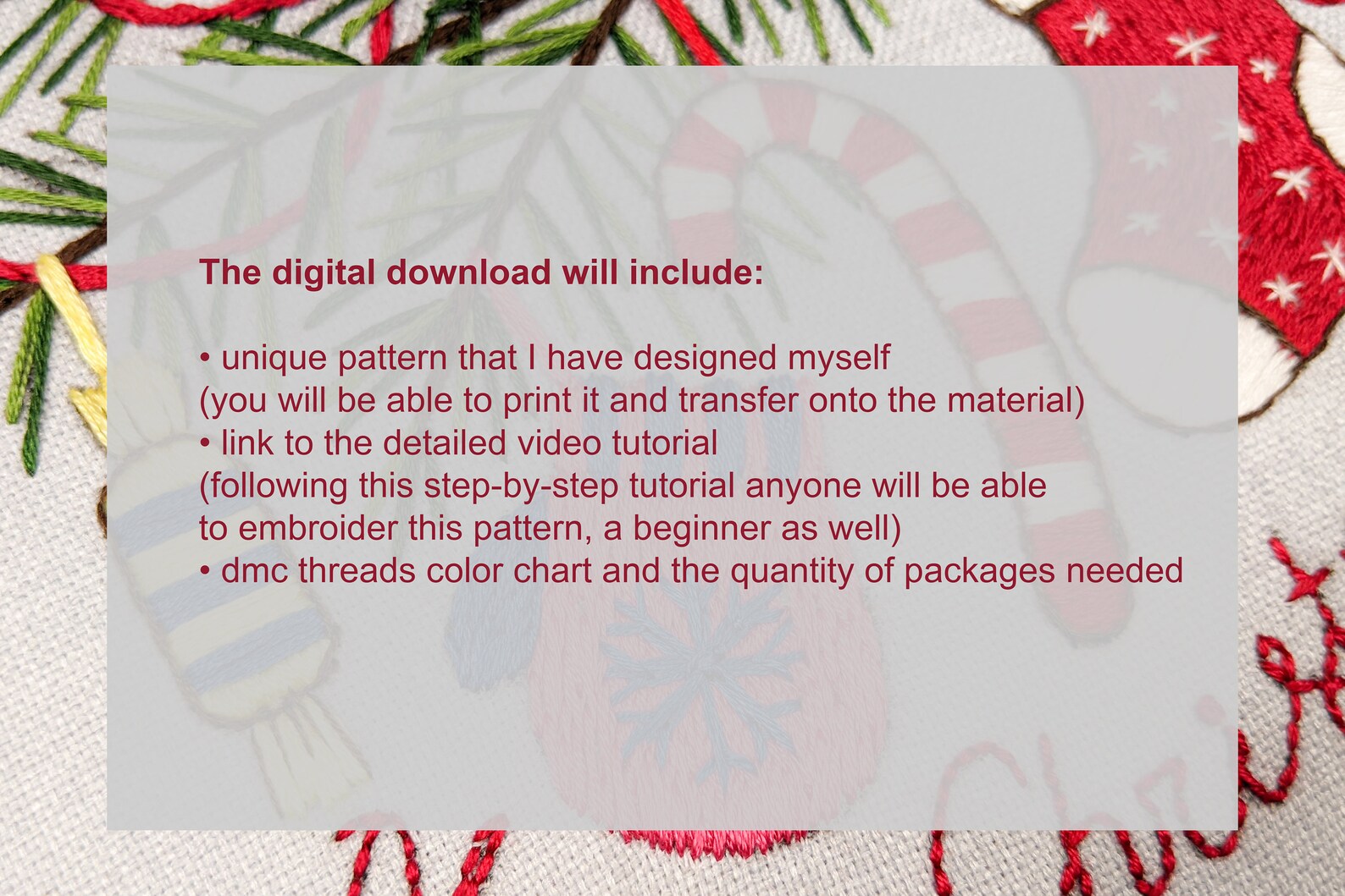 Christmas Tree Branch Embroidery Pattern Video Tutorial - Etsy