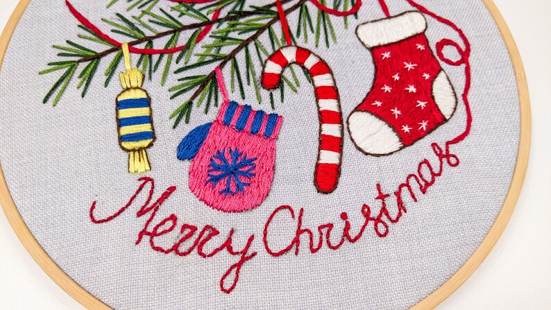 Christmas Tree Branch Embroidery Pattern Video Tutorial - Etsy