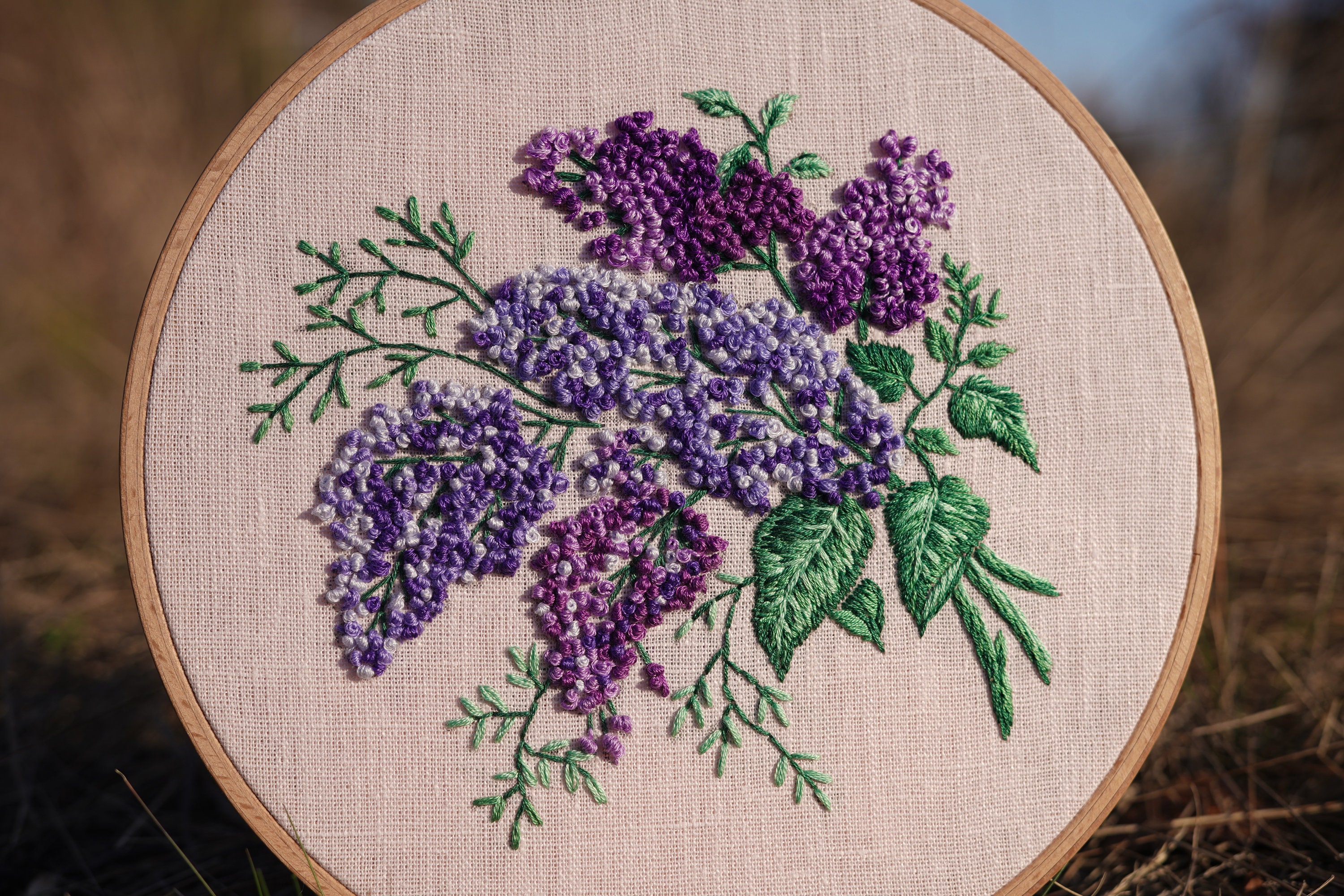 Lilac Embroidery Pattern Video Tutorial Flower Embroidery - Etsy