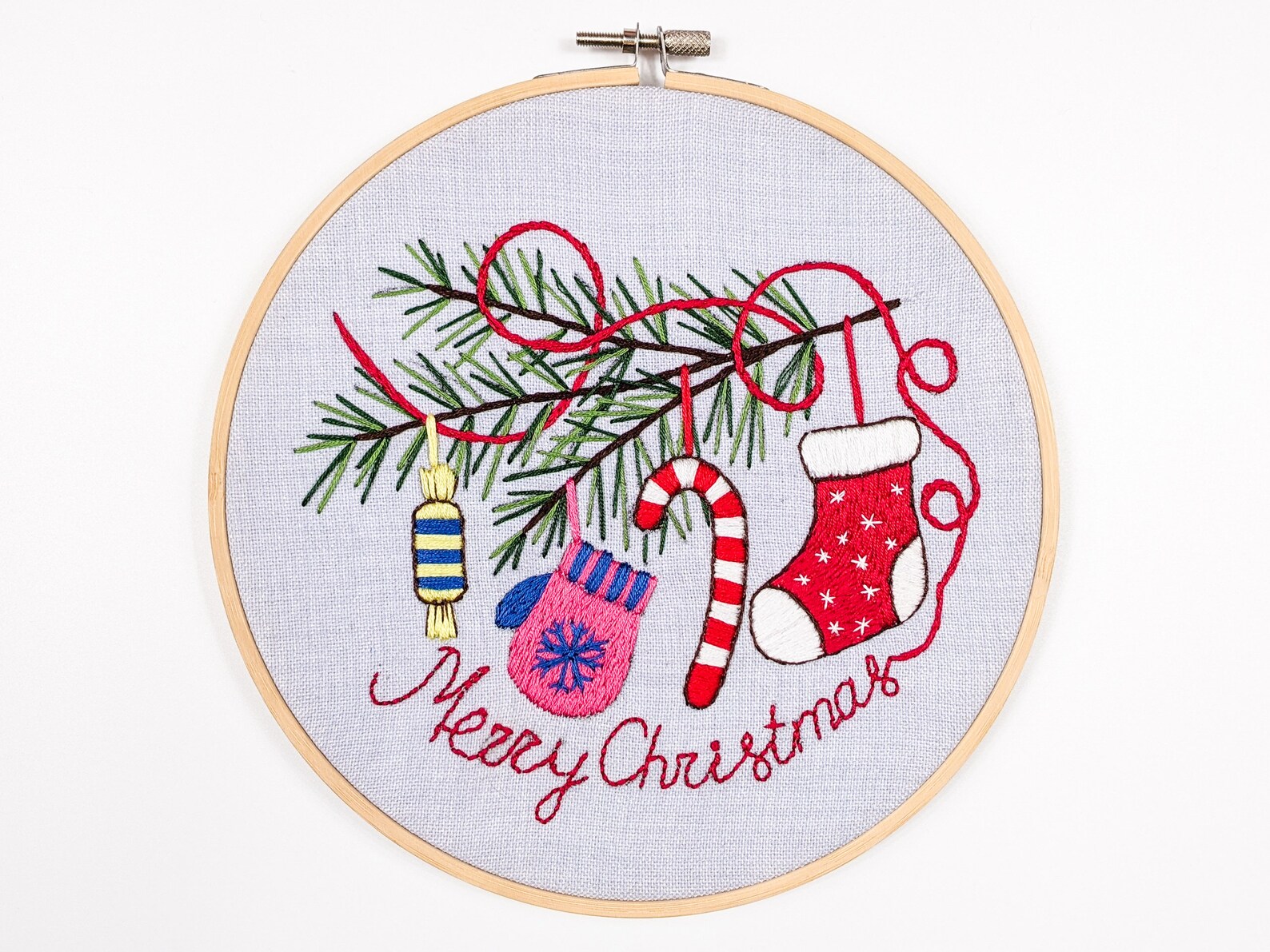 Christmas Tree Branch Embroidery Pattern Video Tutorial - Etsy