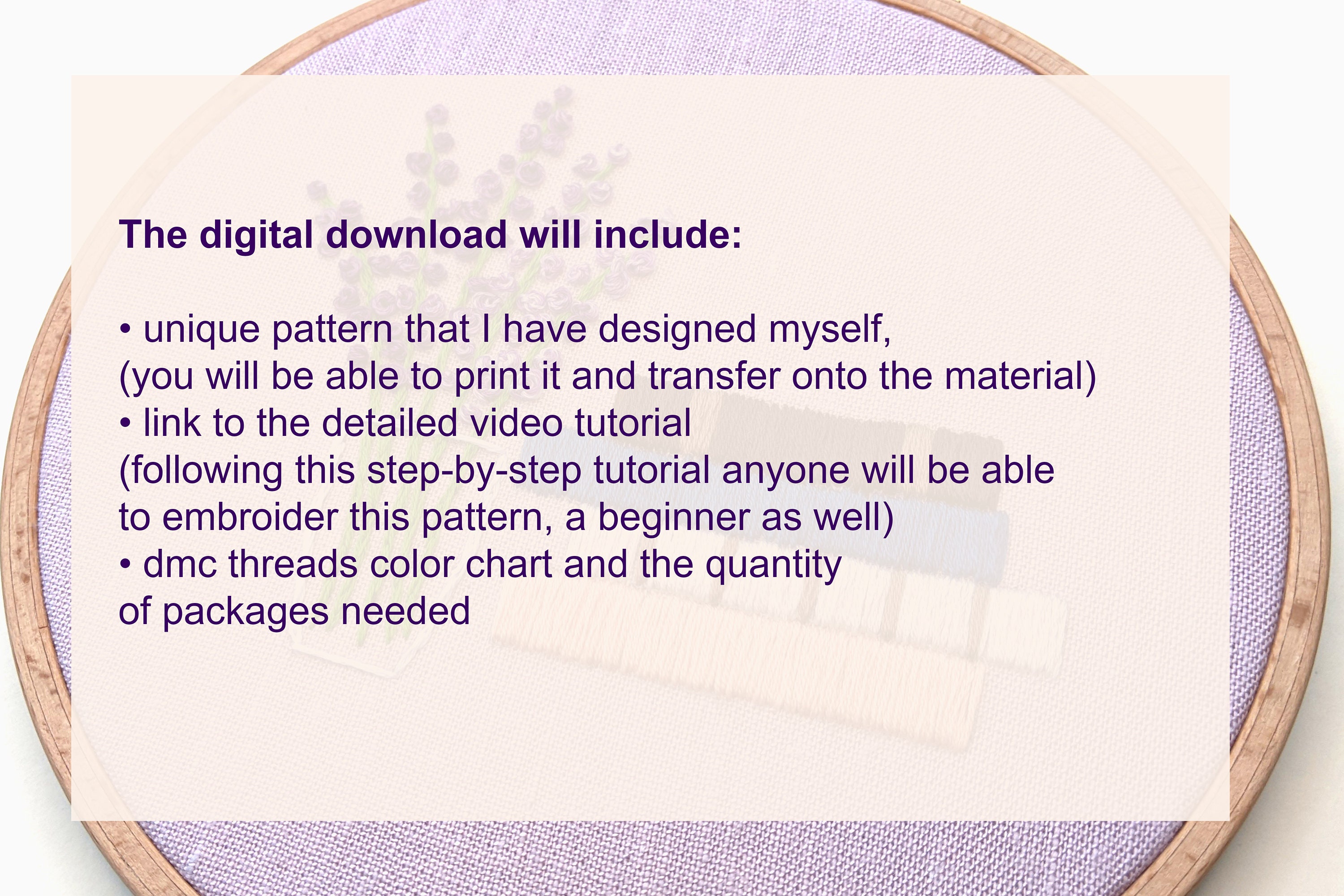 Spring Lavender Bouquet and Books Embroidery Pattern Video Tutorial ...