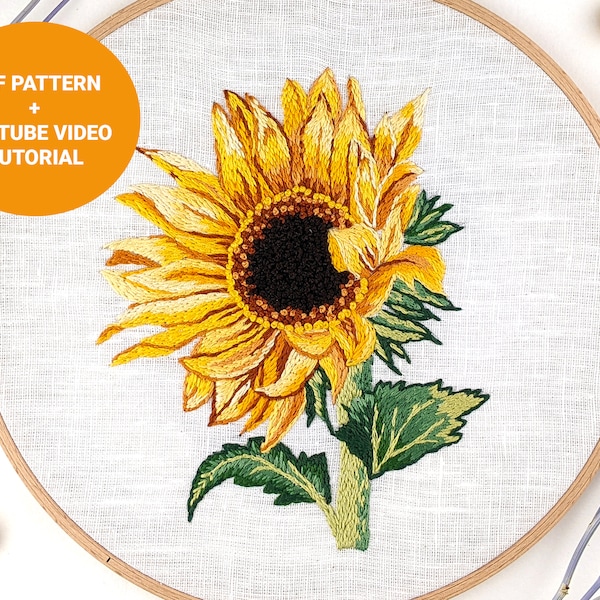 Sunflower Embroidery Pattern - Etsy