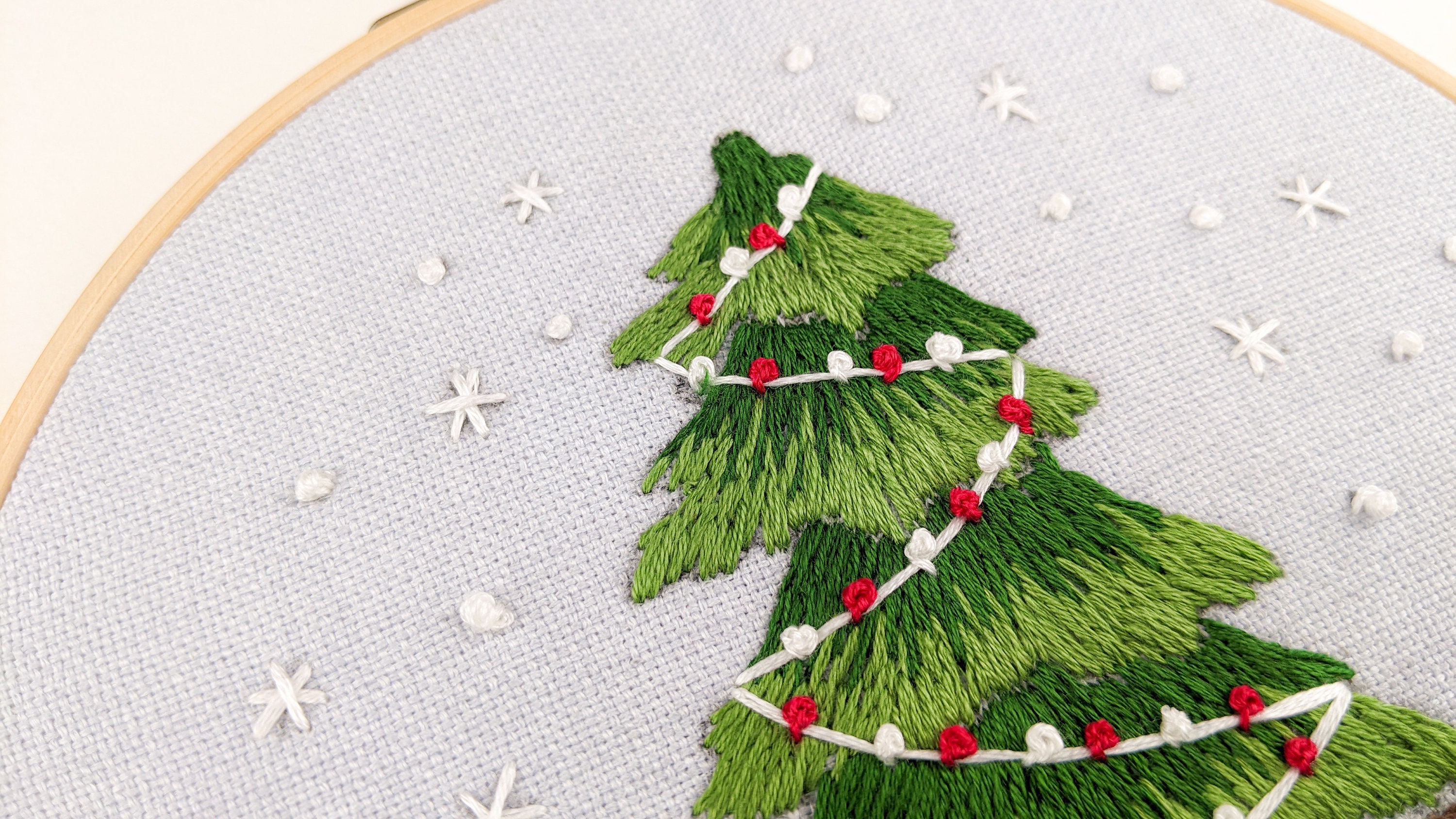 Christmas Tree Embroidery Pattern Video Tutorial Pine Tree - Etsy