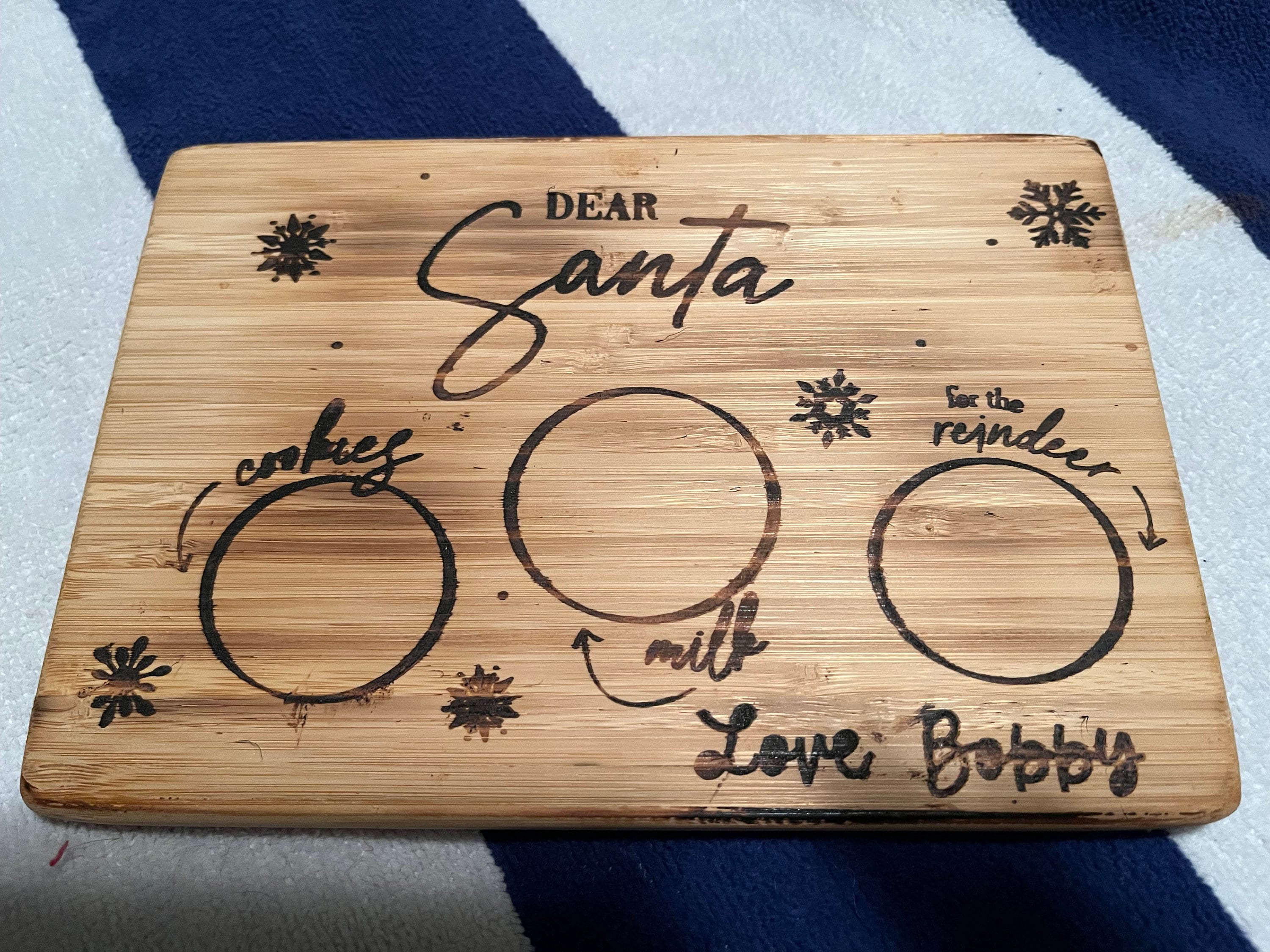 Wood Burned Santa Board [santa Milk and Cookies Tray [ Christmas Eve ...