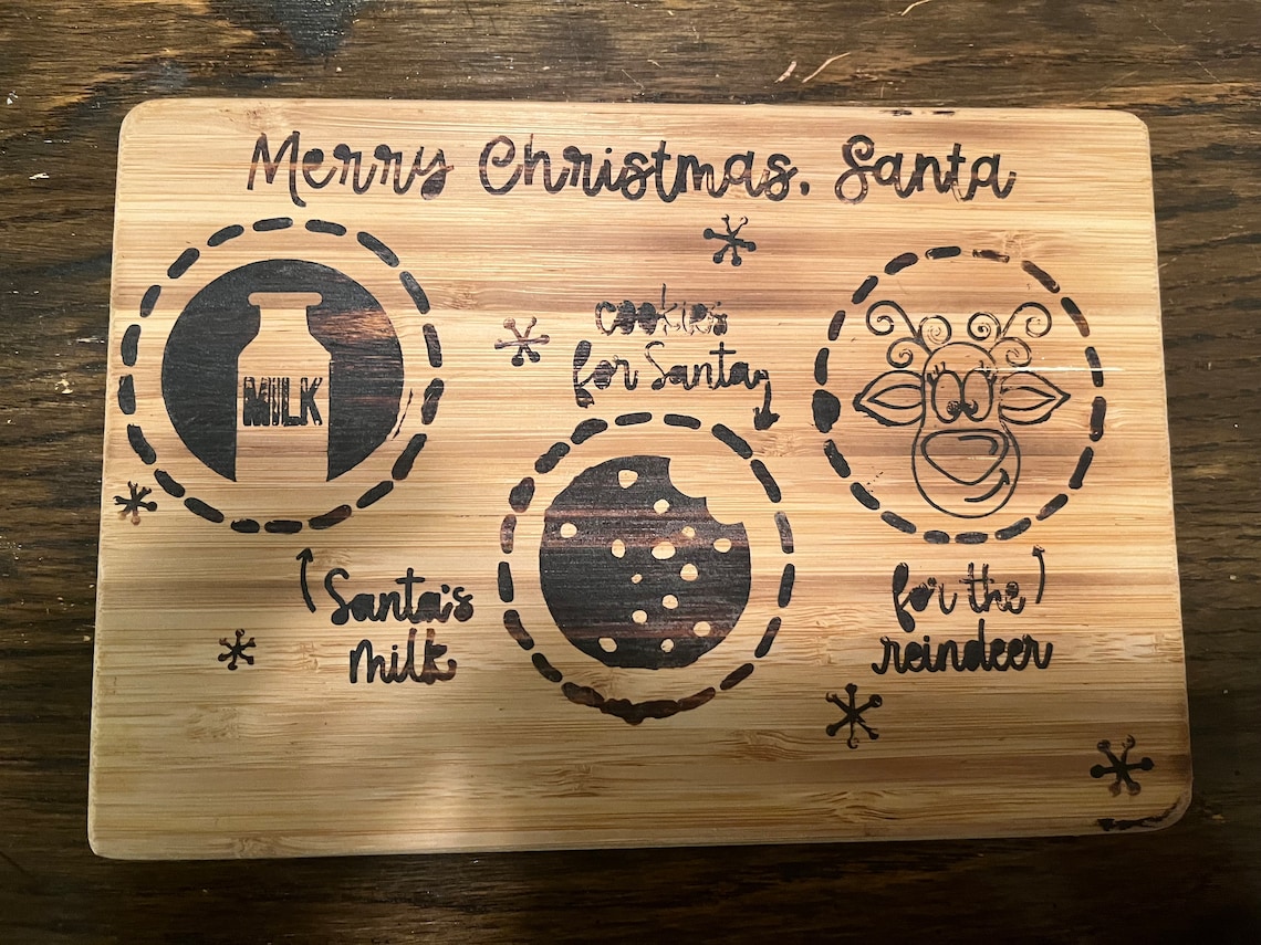 Wood Burned Santa Board [santa Milk and Cookies Tray [ Christmas Eve ...