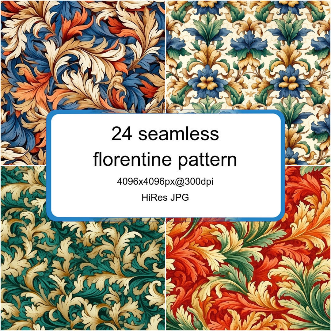 24 Printable Seamless Florentine Pattern for Decoration Paper - Etsy