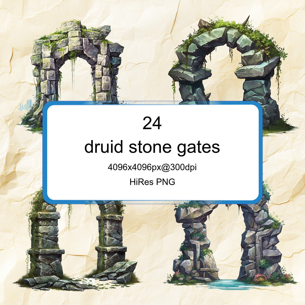 24 Druid Stone Gates as Printable PNG Clipart Bundle for - Etsy