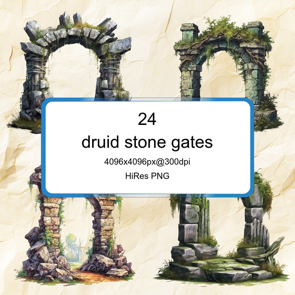 24 Druid Stone Gates as Printable PNG Clipart Bundle for - Etsy
