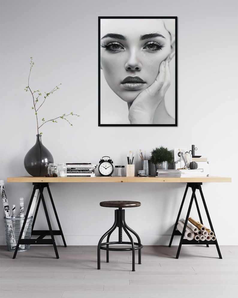 Modern Abstract Portrait Print | Stylish Minimalist Decor | Feminine ...
