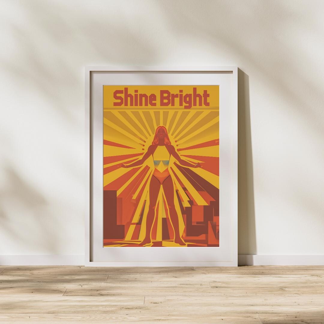 Retro Sunburst Wall Art | Empowering Vintage Decor | Bold Pop Art Print ...