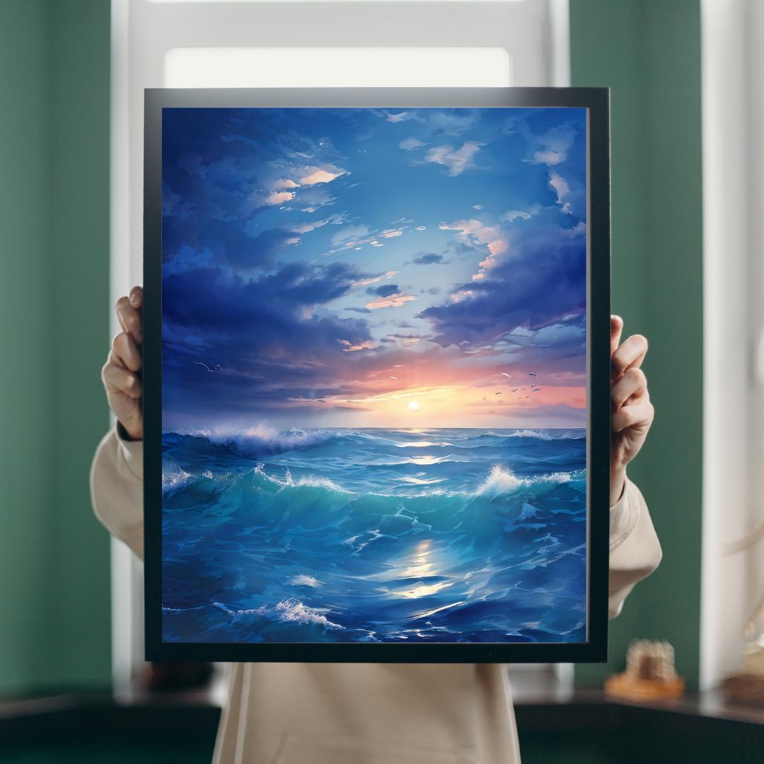 Serene Ocean Waves Poster | Peaceful Seascape Wall Art | Tranquil ...
