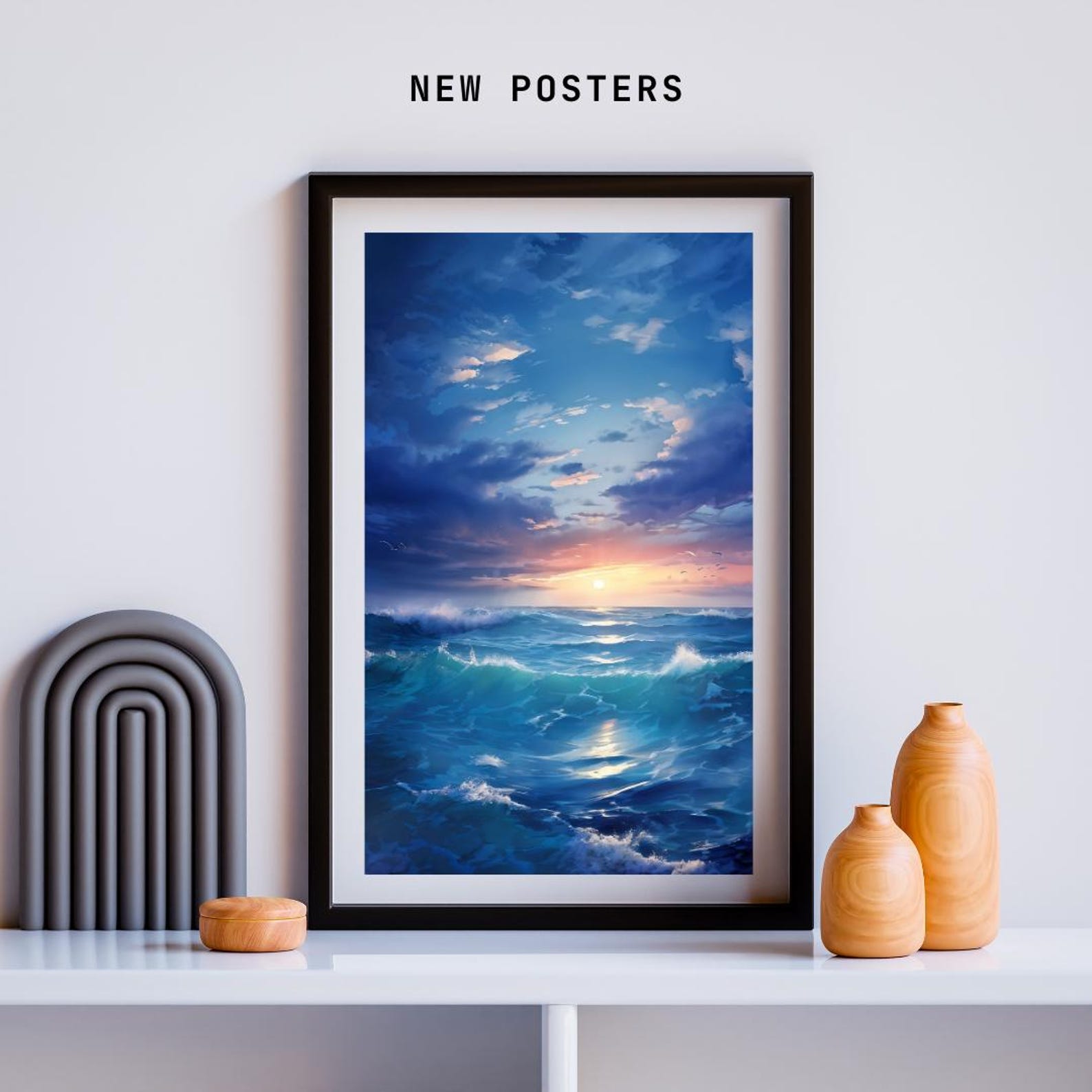Serene Ocean Waves Poster | Peaceful Seascape Wall Art | Tranquil ...
