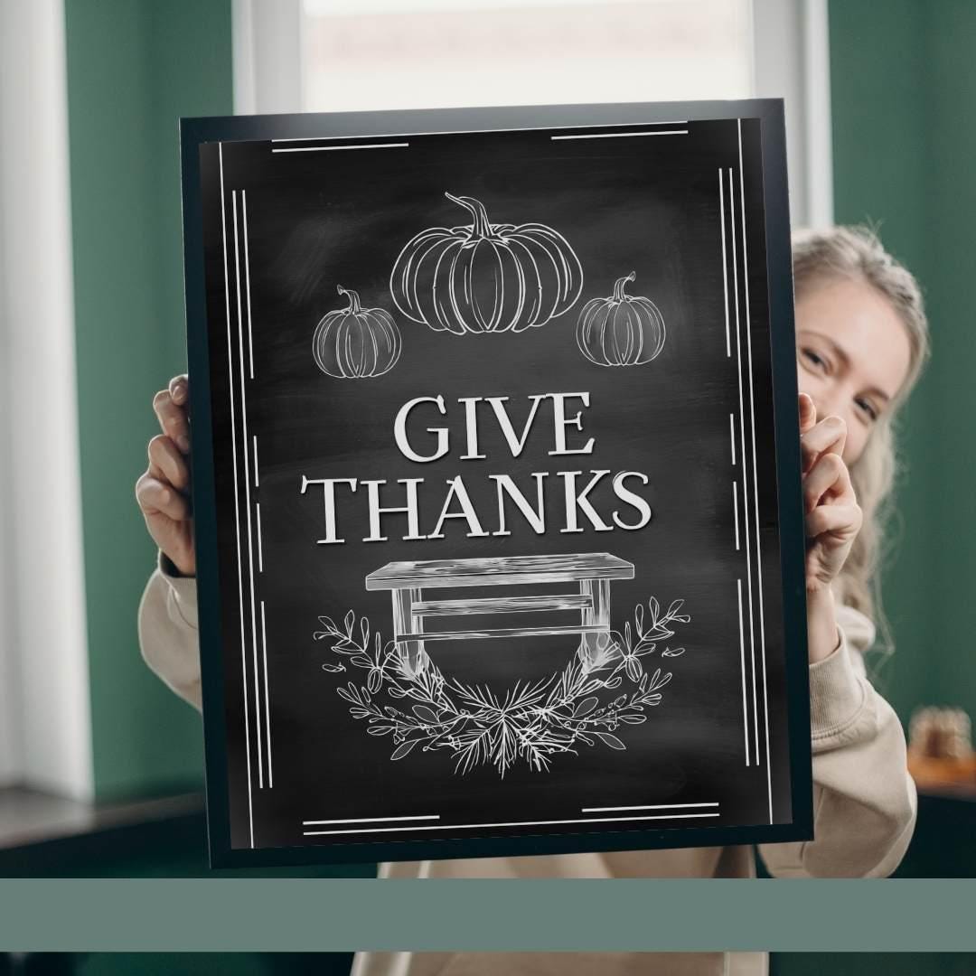 Rustic Thanksgiving Sign | Monochrome Chalkboard Art | Farmhouse Decor ...