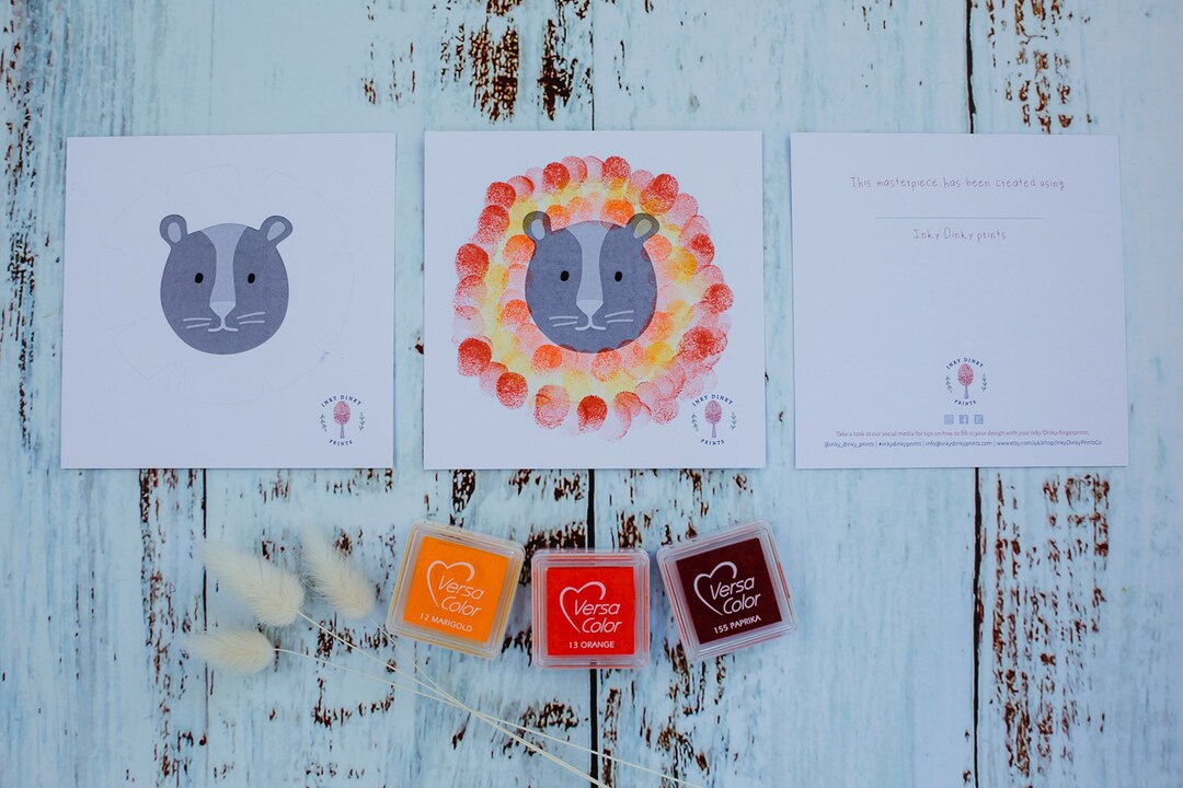 Lion Mounted Print. Fingerprint Kit - Etsy