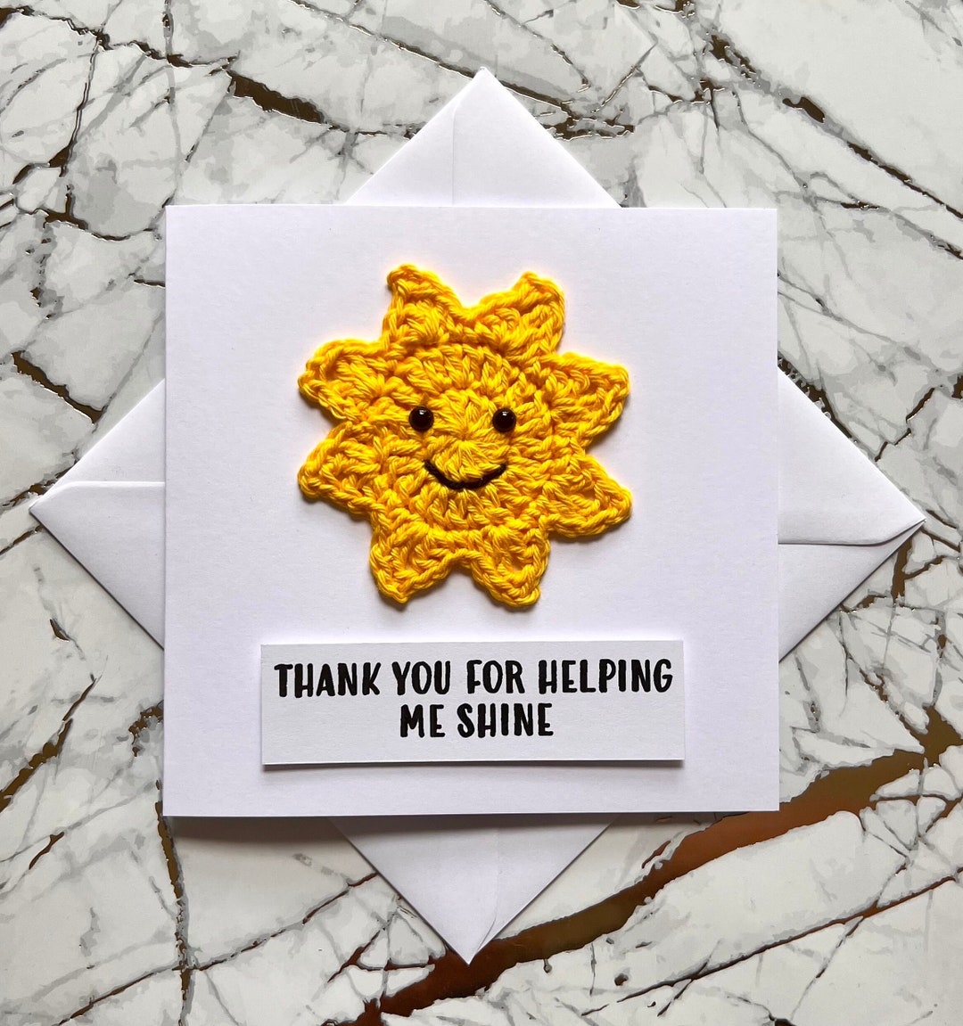 Personalised Crochet Greetings Card | Thank You | Sunshine | Thank You ...