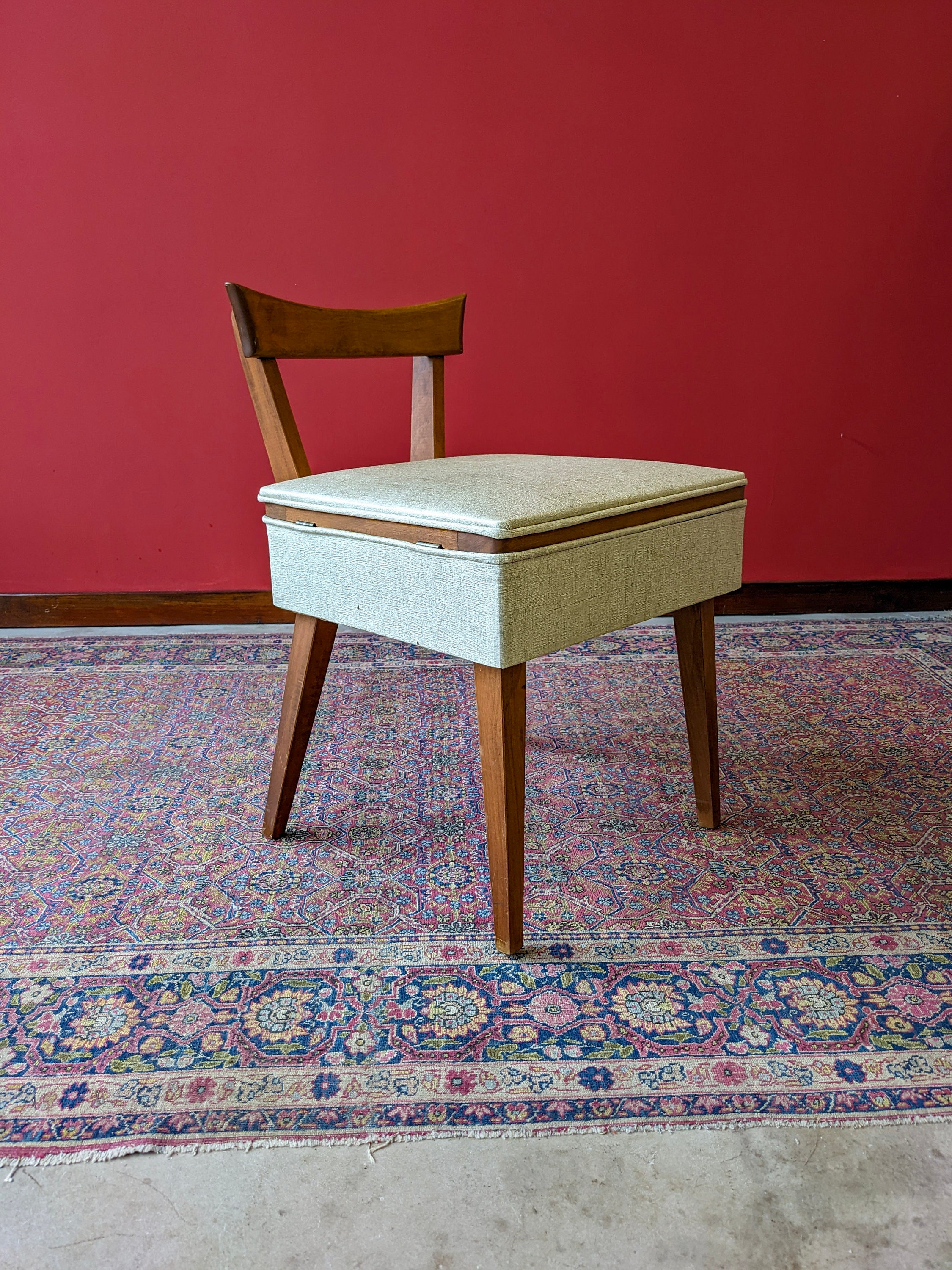 Mid Century Modern Teak Sewing Box Chair / Chair With Storage - Etsy UK