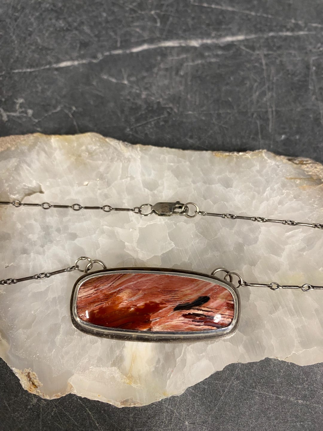Red Howardite Jasper Bar Necklace - Etsy