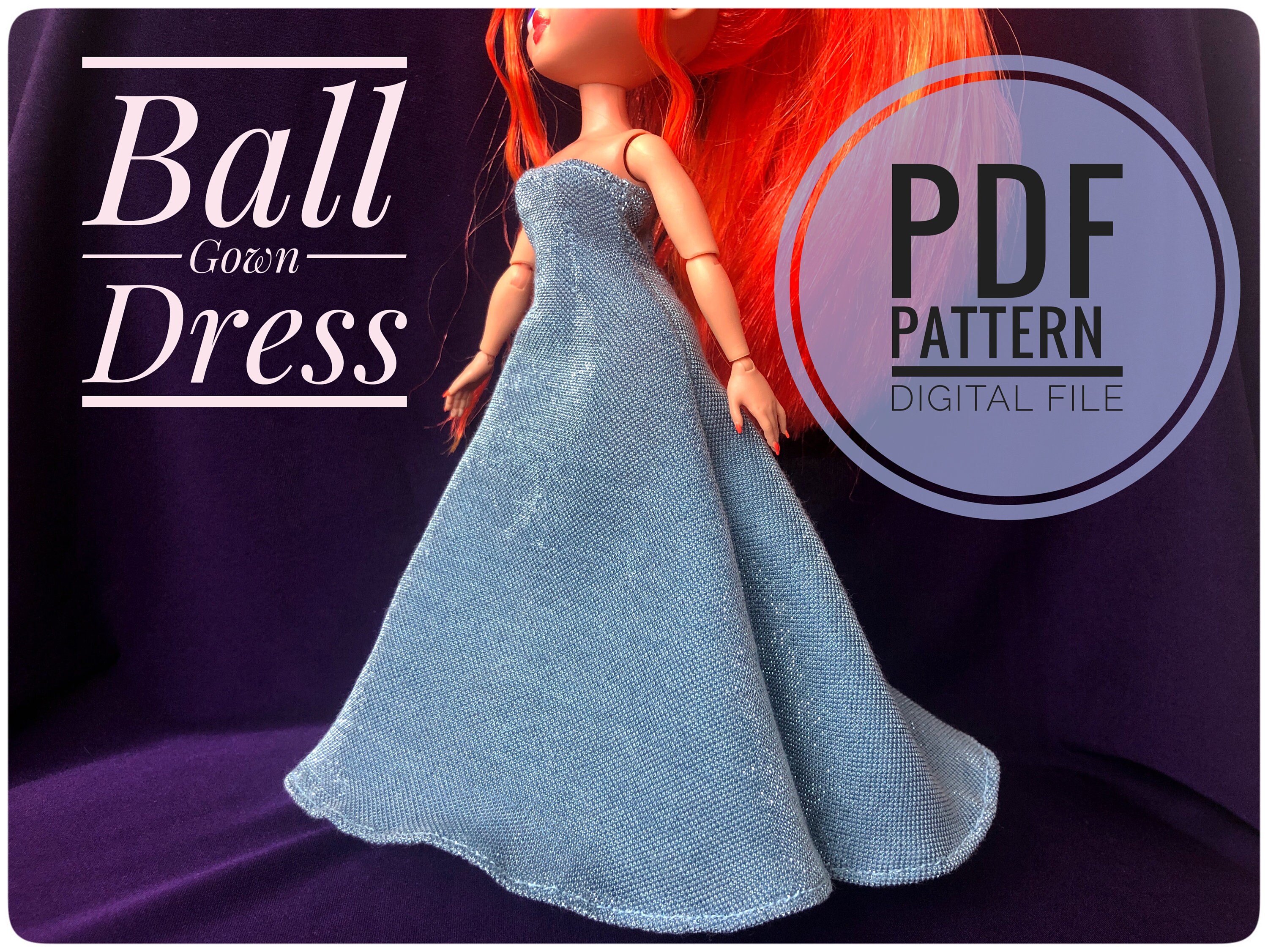 Ball Gown Dress Sew PDF Pattern for Dolls on Sale Digital File - Etsy ...