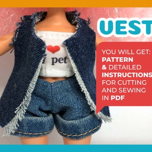 Vest Sew PDF Pattern for Dolls on Sale Digital File - Etsy
