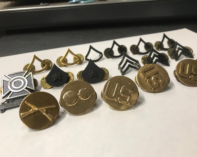 US MILITARY Pins Badges Medals Maybe WW2 Vintage, Pin Backs Brass ...