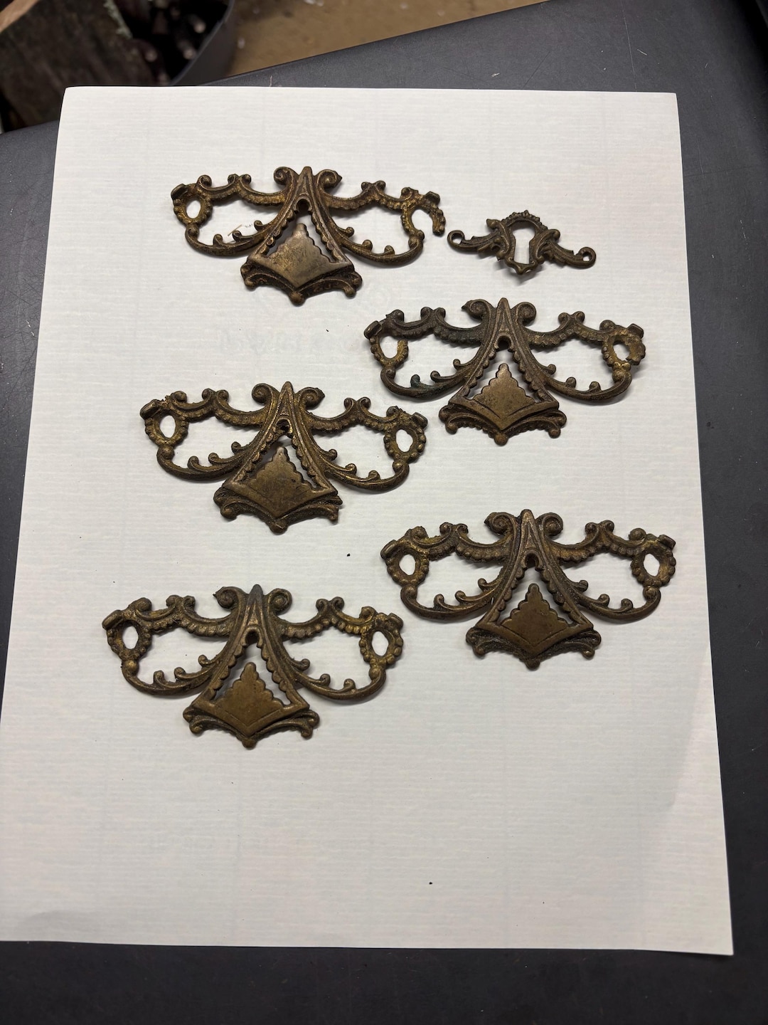 Antique Drawer Pull Backplate Set of 5 Matching 3” Center, With One ...