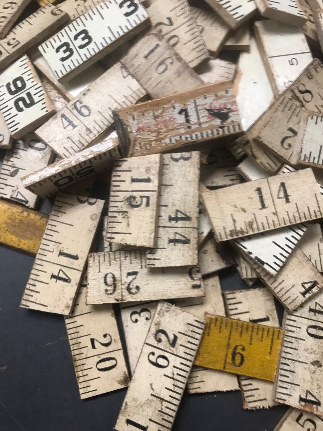 12 Pieces Expandable Folding Ruler Vintage Wooden Expandable Carpenter ...