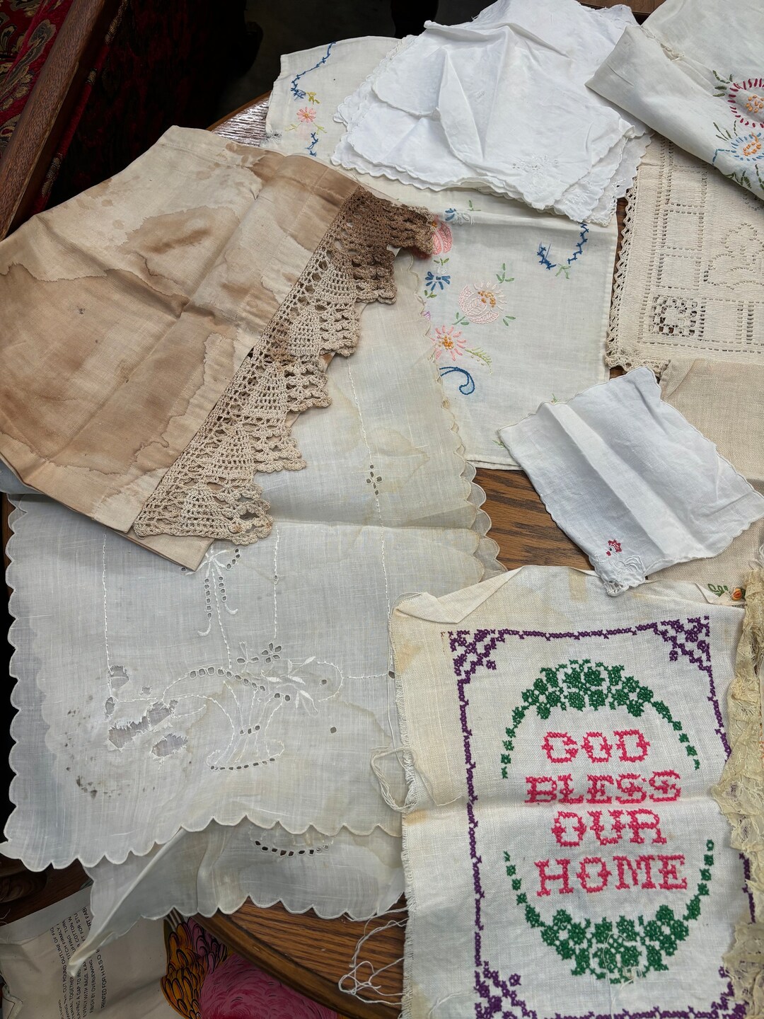 20 Pc CUTTER Linens Bulk Lot Cut up Runner Doily Tablecloth Pretty ...